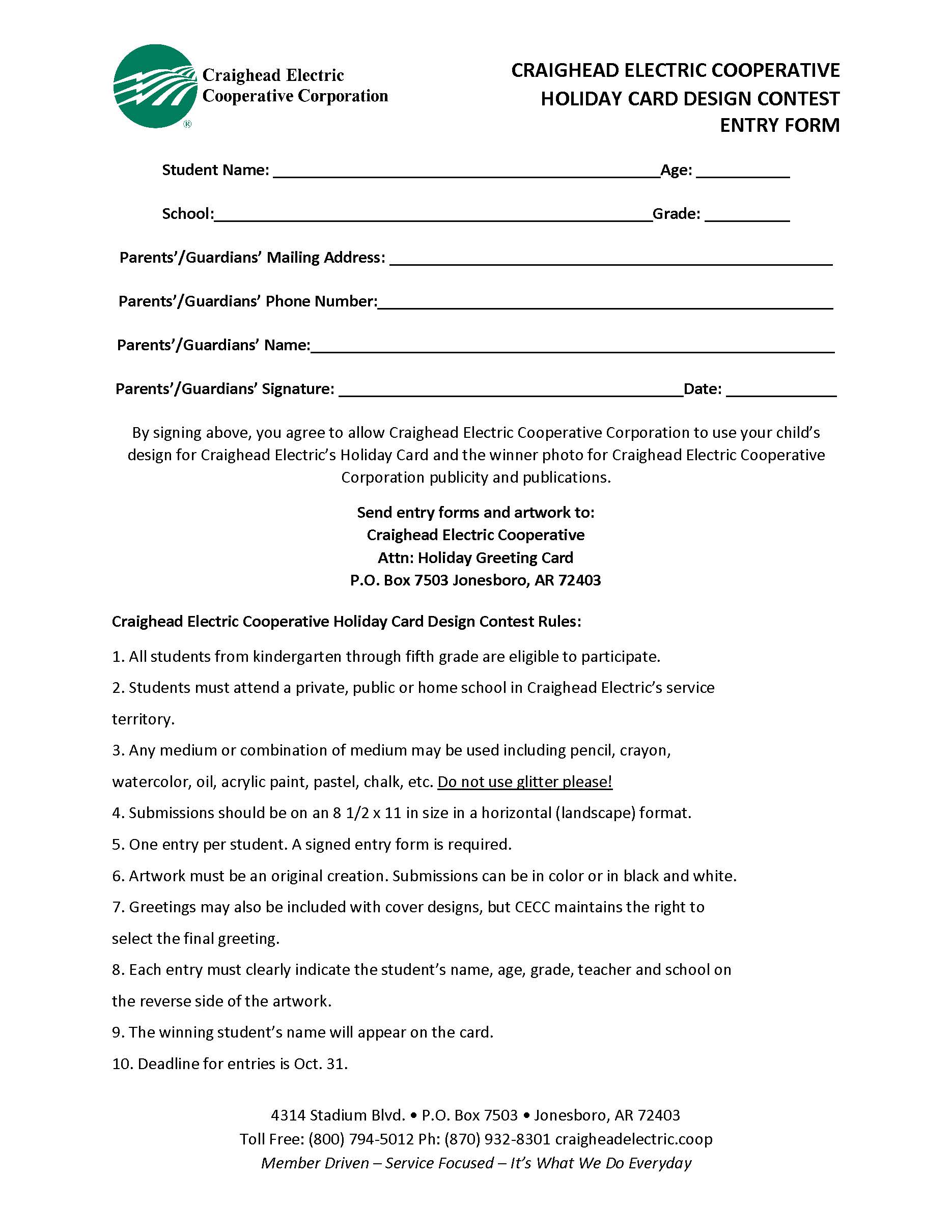 Holiday Greeting Card Contest 2023 – Craighead Electric Cooperative, Inc.
